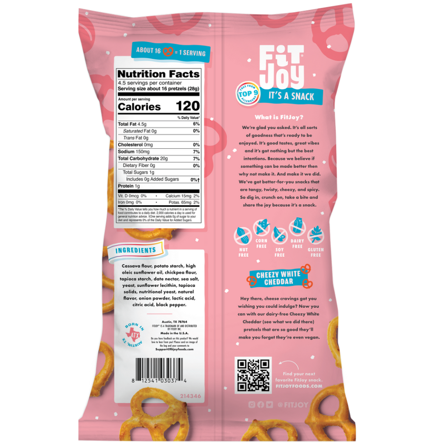 Cheezy White Cheddar Pretzel Twists – FitJoy Foods, Inc